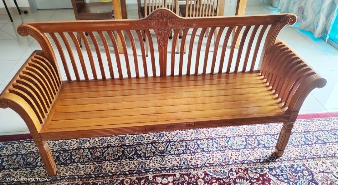 3+1+1 SET KERUSI MEJA KAYU SOLID, Furniture & Home Living, Furniture ...