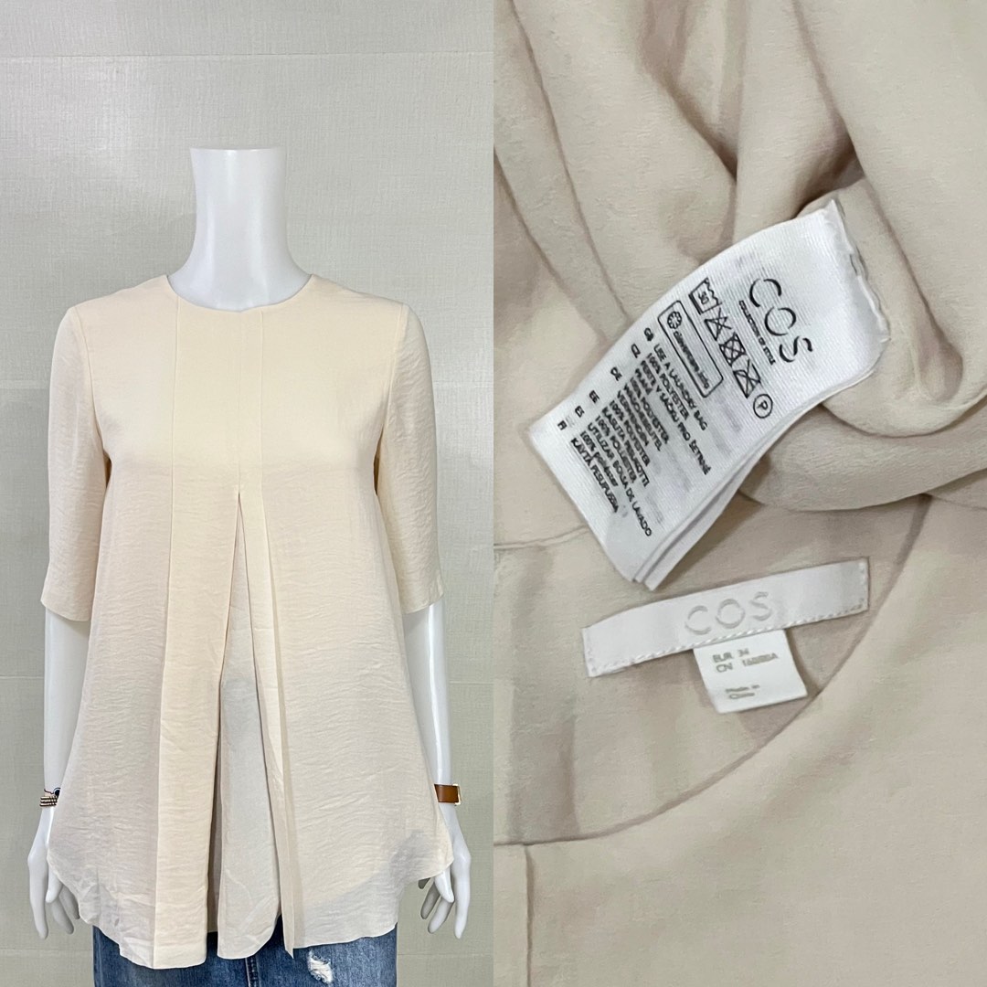 Cos Nude Pleat Blouse, Women's Fashion, Tops, Blouses on Carousell