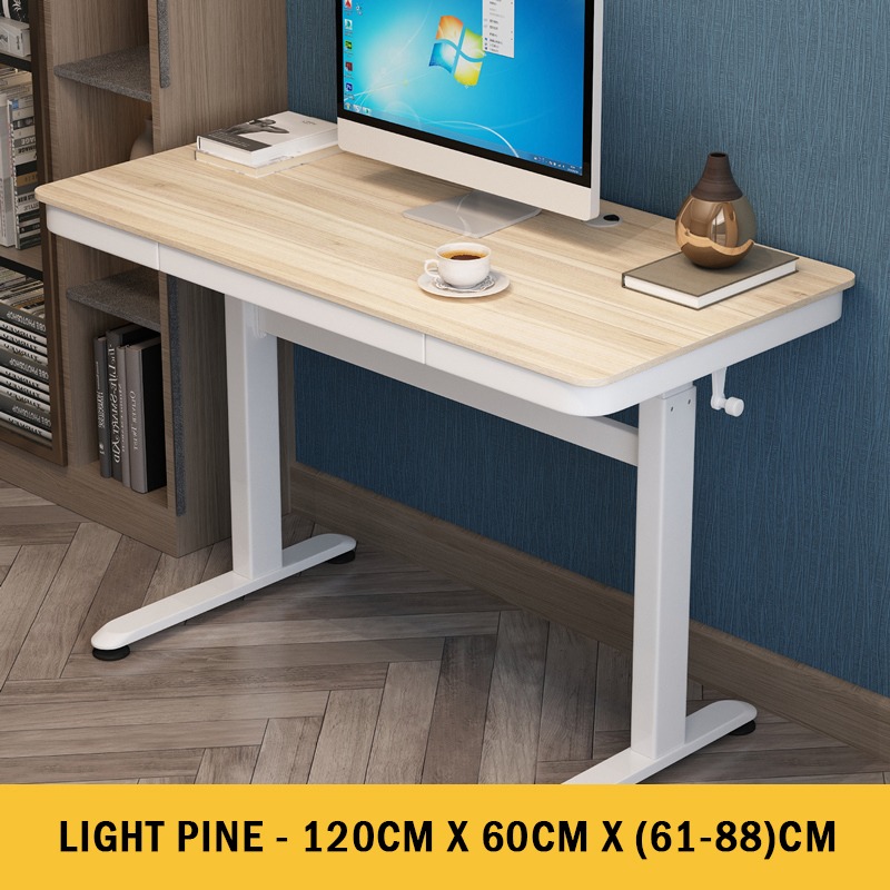 [FREE DELIVERY] Hand Crank Free Lift Height Adjustable Computer Table ...
