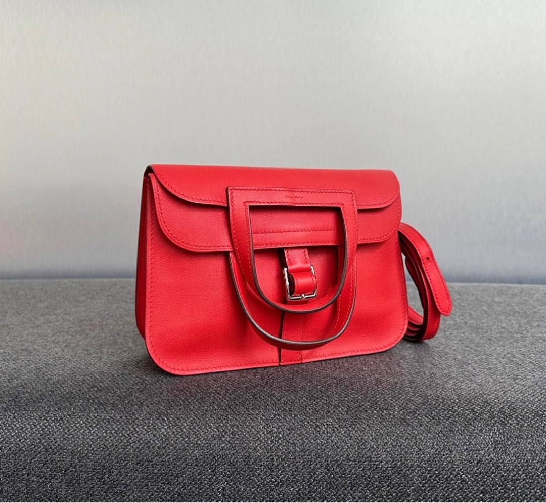 Hermes Halzan 22 mini Rouge Tomate Swift Phw, Luxury, Bags & Wallets on ...