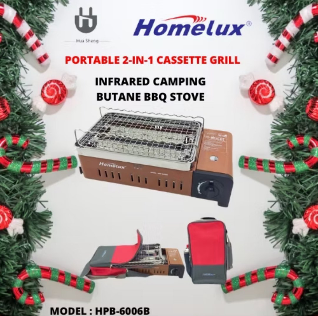 HOMELUX HPB-6006B PORTABLE BUTANE GAS BBQ infrared COOKER STOVE DAPUR ...