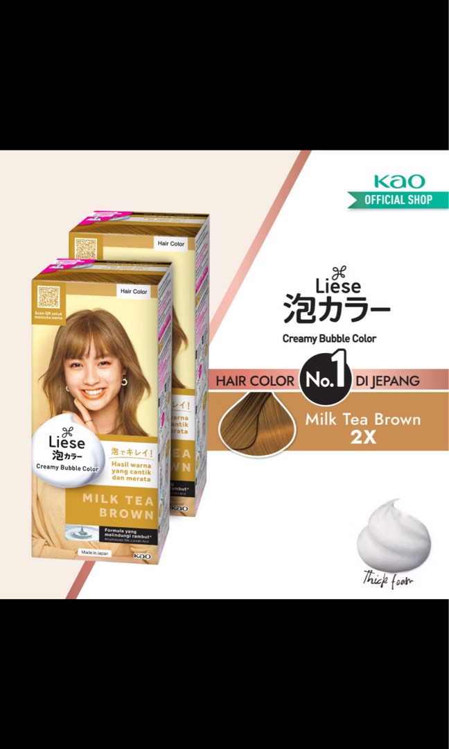 Liese creamy bubble hair color milk tea brown pewarna rambut asli ...