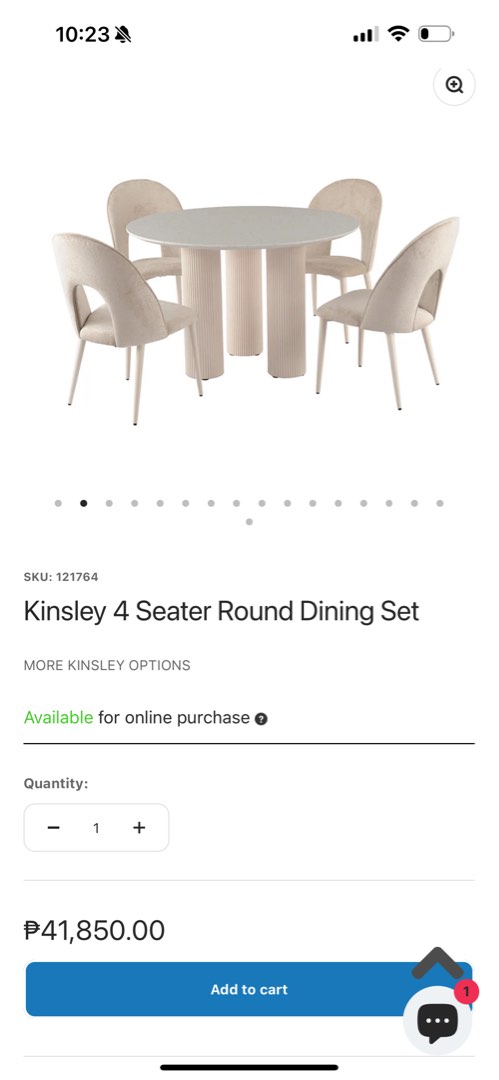 Mandaue Foam Kinsley 4 Seater Round Dining Set, Furniture & Home Living ...
