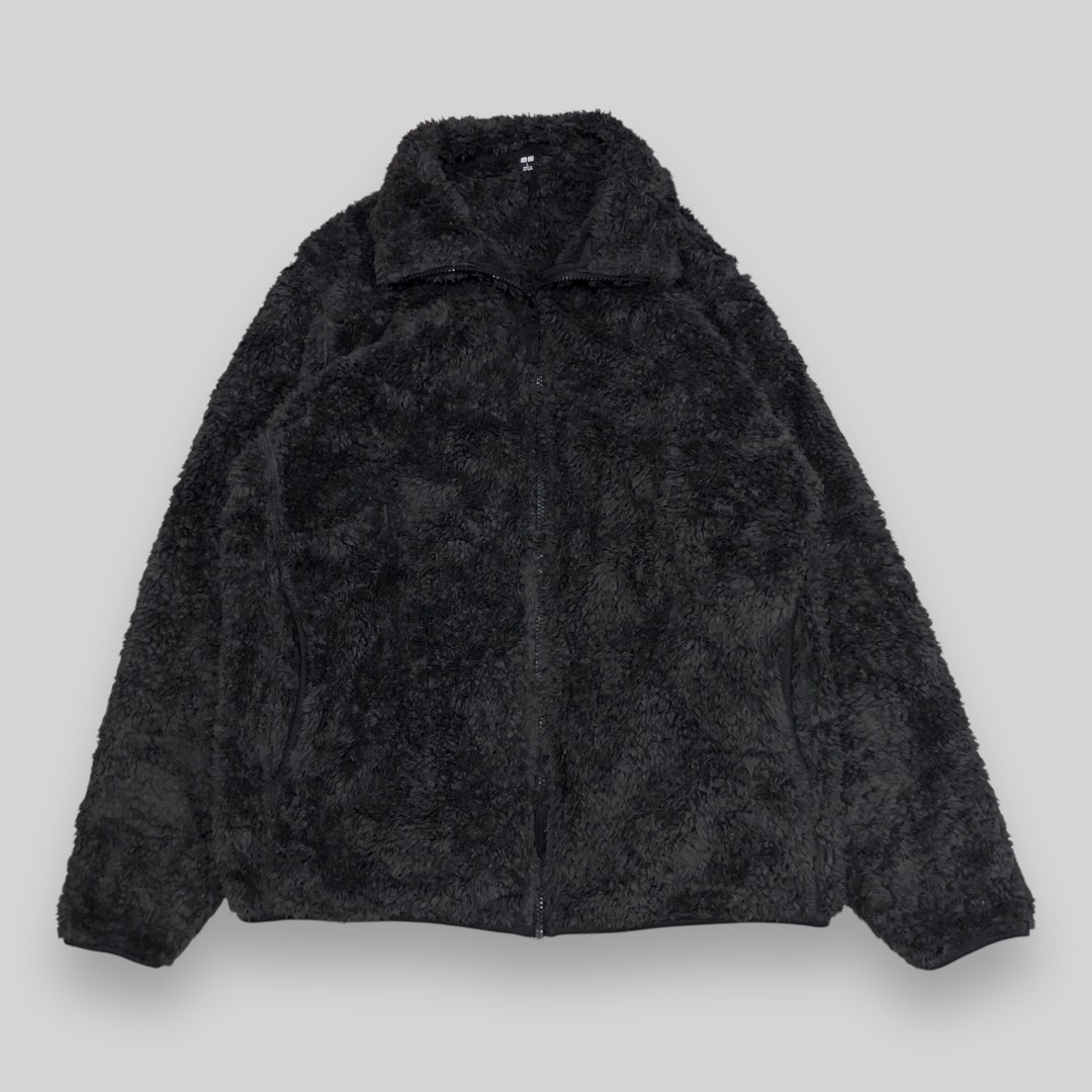 UNIQLO Men's Fluffy Yarn Fleece Full Zip Cozy Jacket in Dark Gray ...