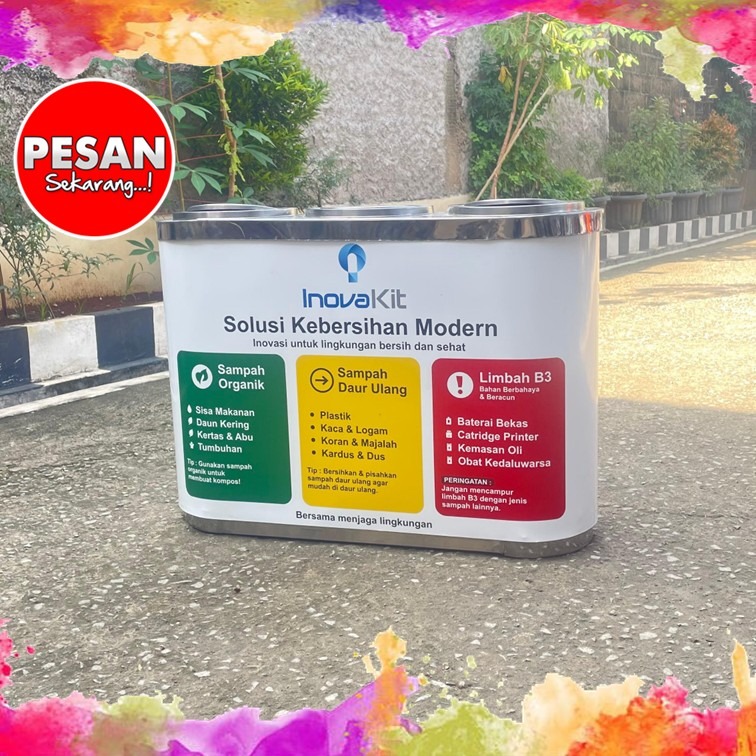 (WA 0812.9869.9940) Jual Tempat Sampah Stainless 3i 1 Daon, Perabotan Rumah di Carousell