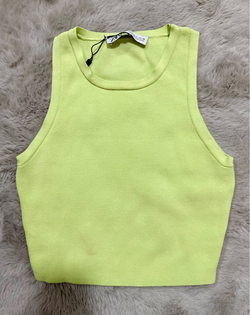 Zara Apple Green Top, Women's Fashion, Tops, Sleeveless on Carousell