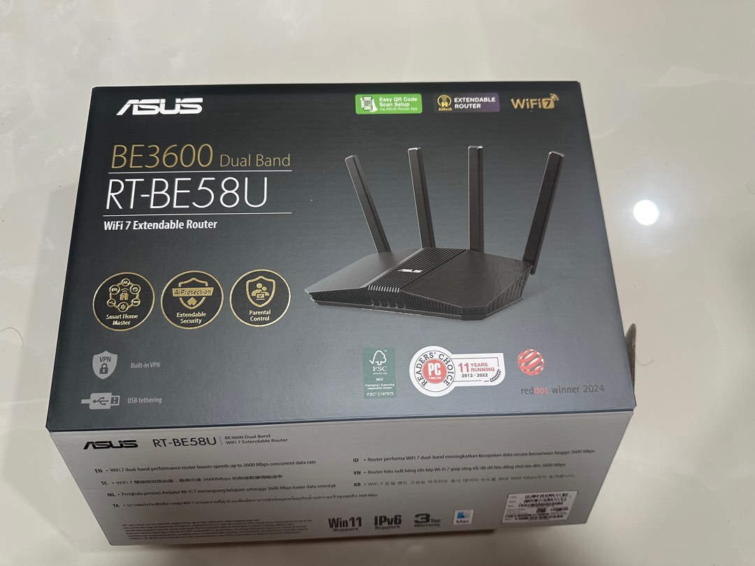 ASUS RT-BE58U BE3600 Dual Band WiFi 7 Router, Computers & Tech, Parts ...