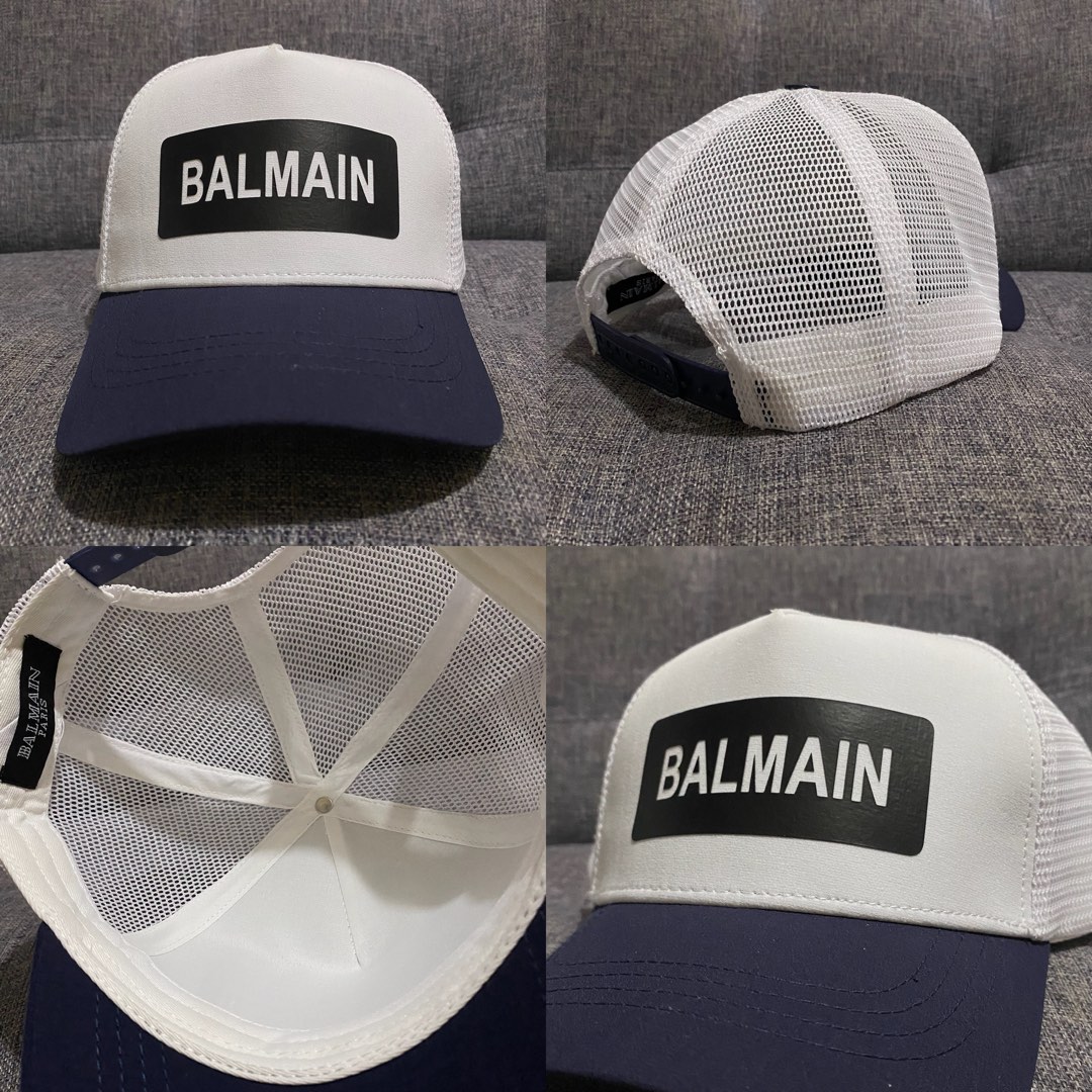 BALMAIN LOGO TRUCKER HAT (White/Blue), Men's Fashion, Watches ...