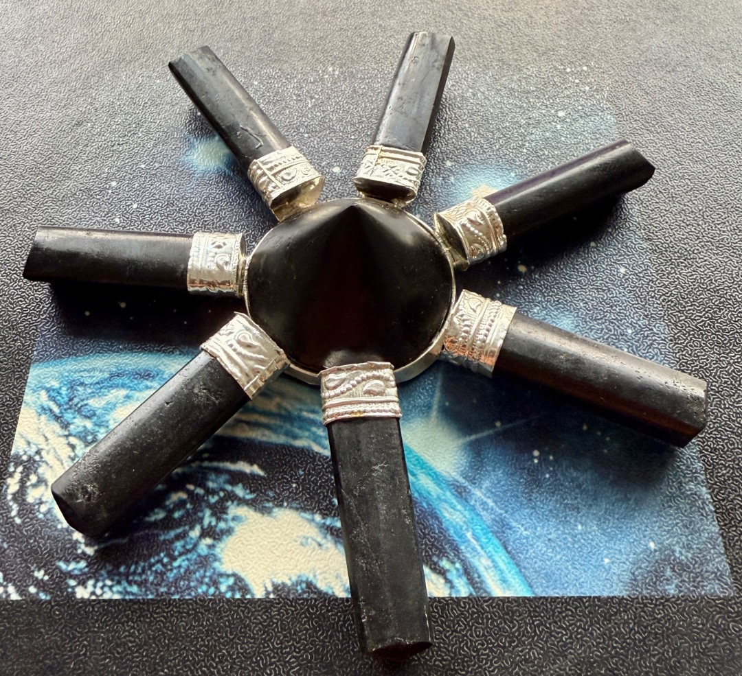 BLACK TOURMALINE 7-POINT CHAKRA REIKI ENERGY GENERATOR WITH A CONICAL ...