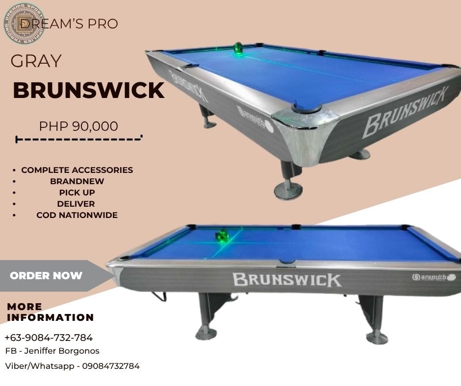 BRUNSWICK GRAY STANDARD BILLIARD TABLE, Sports Equipment, Sports ...