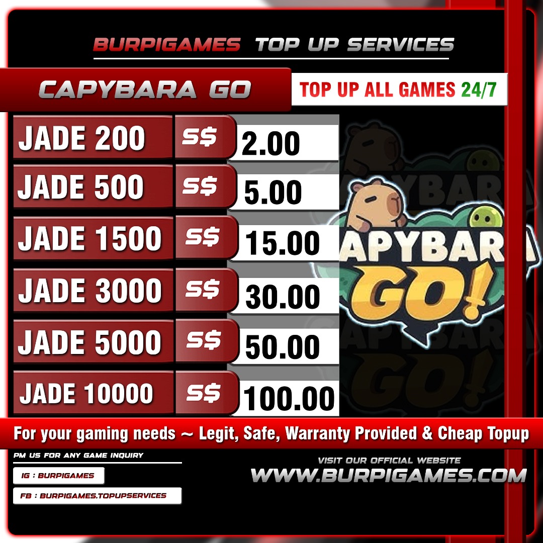 [SAFE] CAPYBARA GO - JADES TOP UP 24/7, Video Gaming, Gaming ...