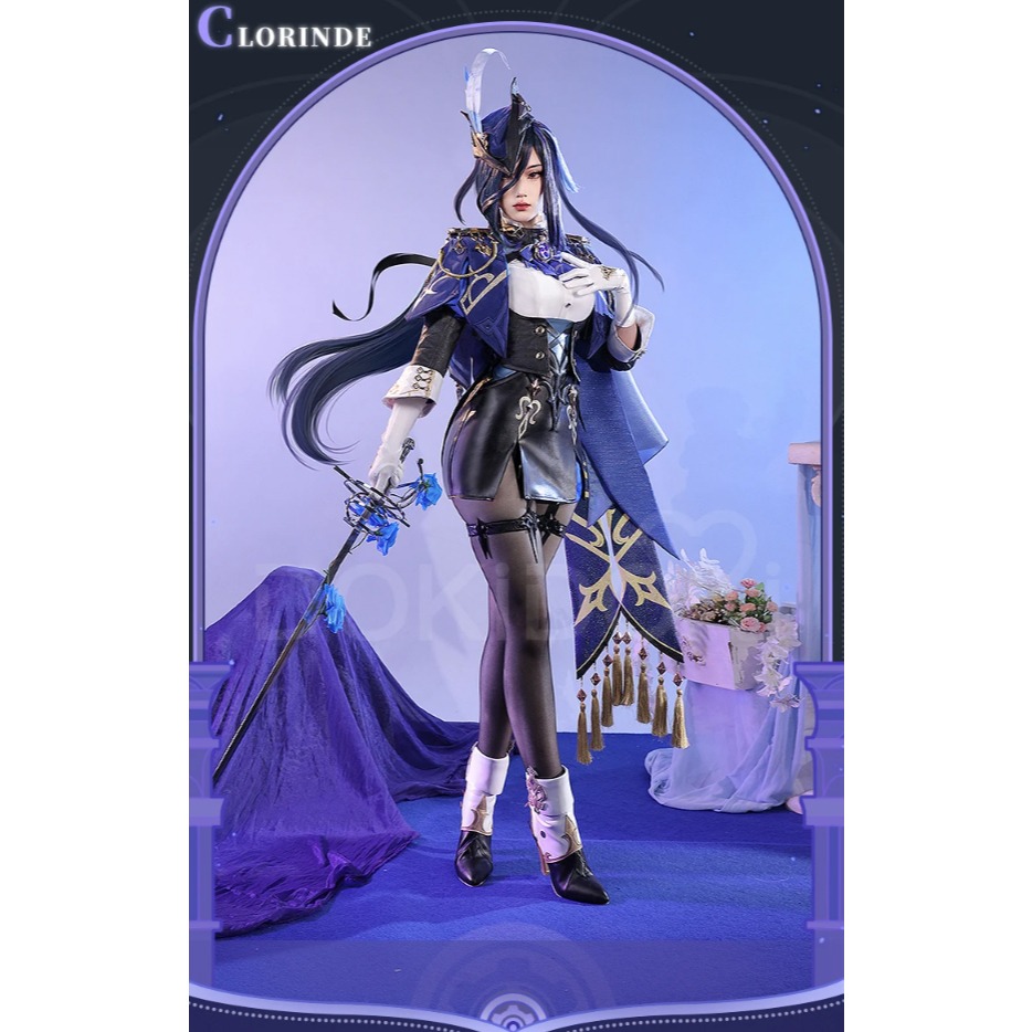 Clorinde Costume Full Set Genshin Impact (Wig, Shoes, and Costume) - 1/ ...