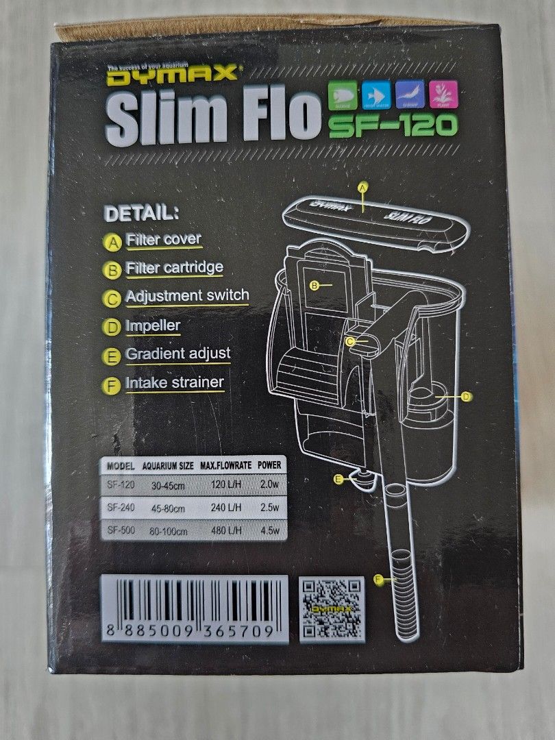Dymax Slim Flo SF-120 Aquarium Filter, Pet Supplies, Homes & Other Pet Accessories on Carousell