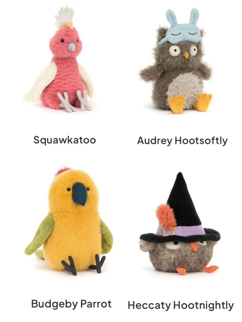 Jellycat Audrey Hootsoftly Squawkatoo Budgeby Parrot Birds BNWT ...