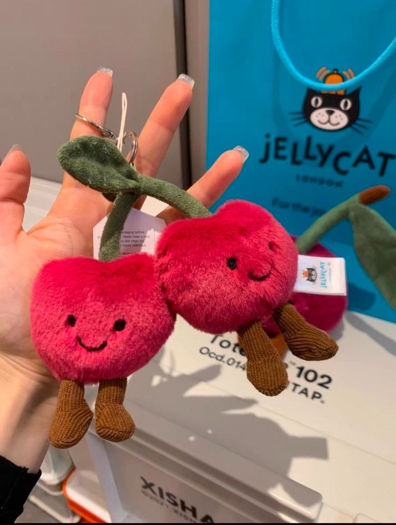 💜Jellycat pendant double cherry bag pendant key chain key chain car ...