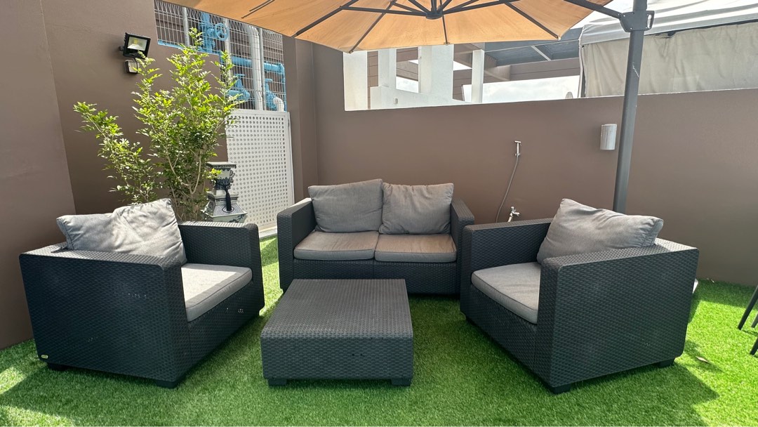Keter Salta 4-Seat Outdoor Sofa Set, Furniture & Home Living, Outdoor ...