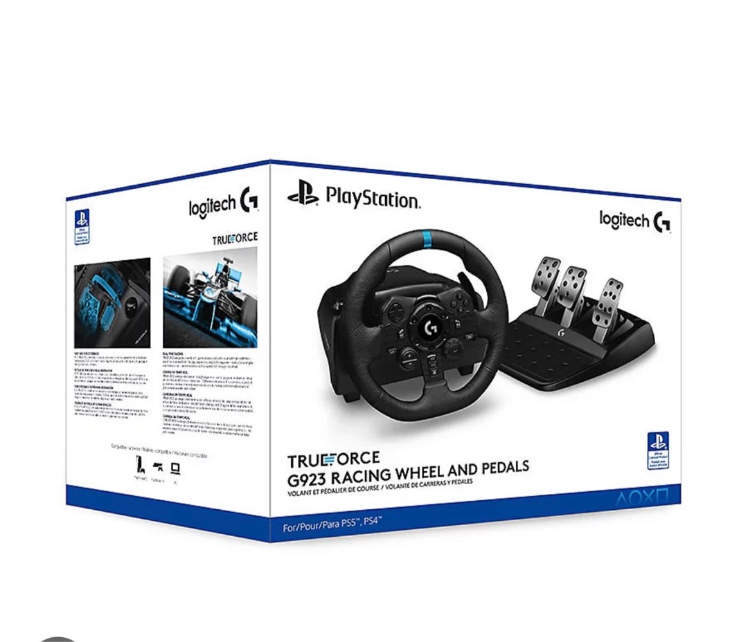 Logitech G923 Racing Wheel and Pedal Set with Stand, Video Gaming ...