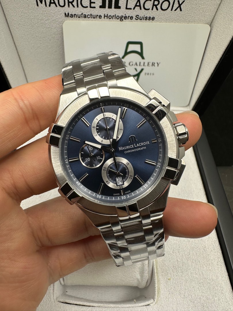 Maurice Lacroix Aikon Blue Chronograph 42mm Quartz AI1118-SS002-430-1, Men's Fashion, Watches ...