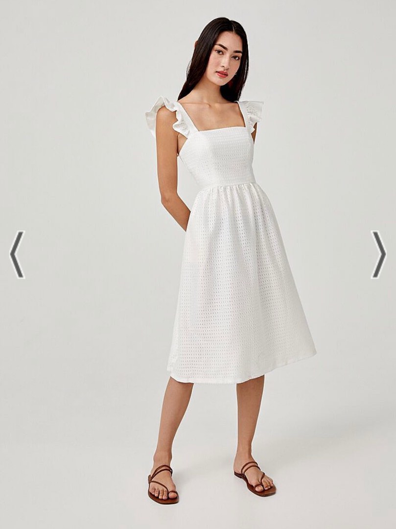 NEW ! LOVE BONITO Alibeth Ruffle Sleeve Midi Dress, Fesyen Wanita ...