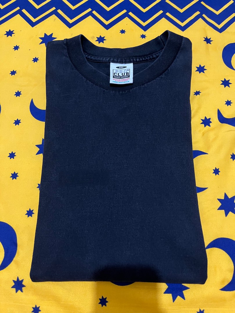 Pro Club Blank Tee Black Faded, Fesyen Pria, Pakaian , Atasan di Carousell