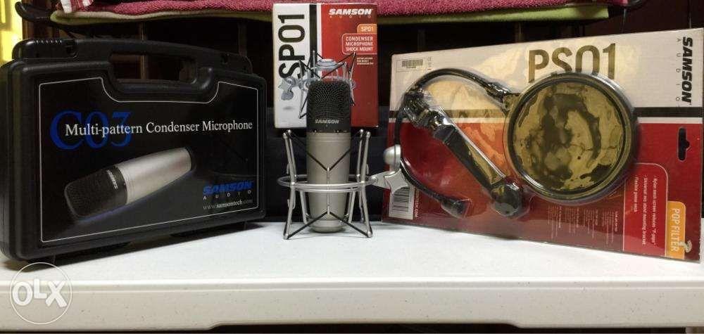 Samson C03 Condenser Microphone PS01 Pop Filter SP01 Shockmount, Audio ...