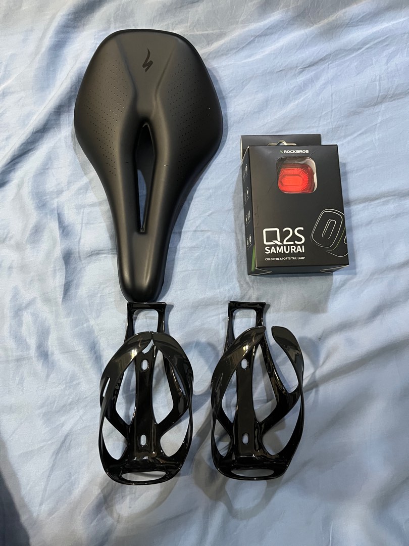 Specialized Power Saddle with Rockbros Tail Light, Specialized Ribcage III Bottle Cages, Sports ...