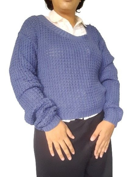 [JUAL CEPAT ] SLY LANG KNIT RAJUT TOPS SWEATER CROP BLUE BIRU, Fesyen ...