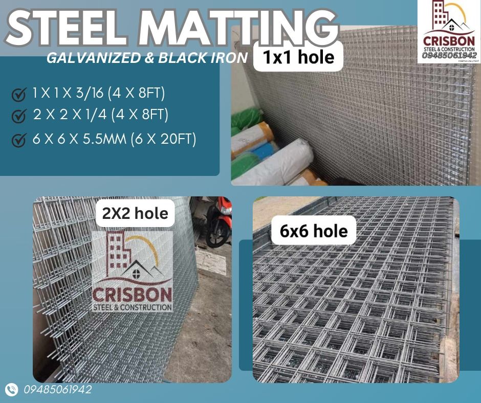 STEEL MATTING GALVANIZED / BLACK IRON 1X1, 2X2, 6X6 HOLE, Commercial ...