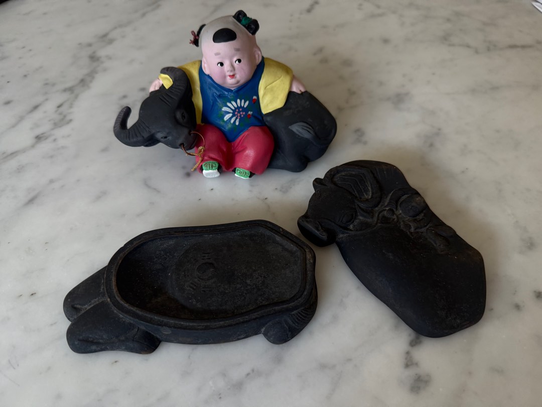 Vintage Chinese Ink Stone Set with Figurine, Hobbies & Toys ...