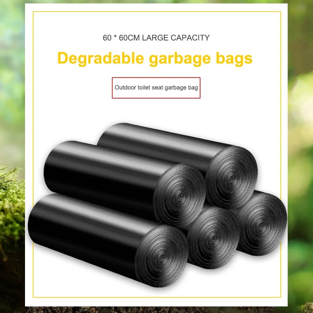1-6 Rolls Degradable Garbage Bags Portable Folding Toilet Disposable ...