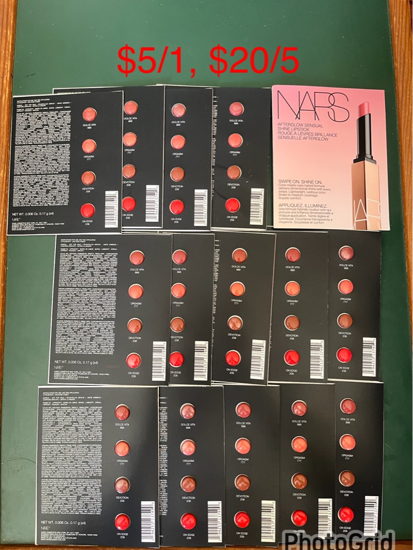 $5/1 , $20/5 nars lip card, 美容＆個人護理, 健康及美容 - 皮膚護理, 化妝品 - Carousell