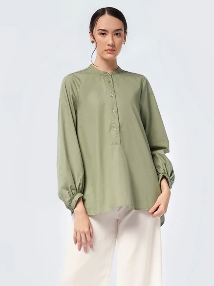 Basic Balloon Sleeve Tunic By Executive | sage green casual / baju ...