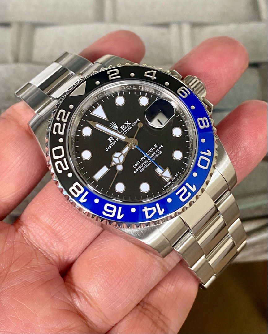 Rolex GMT Master II Batman, Fesyen Pria, Jam Tangan di Carousell