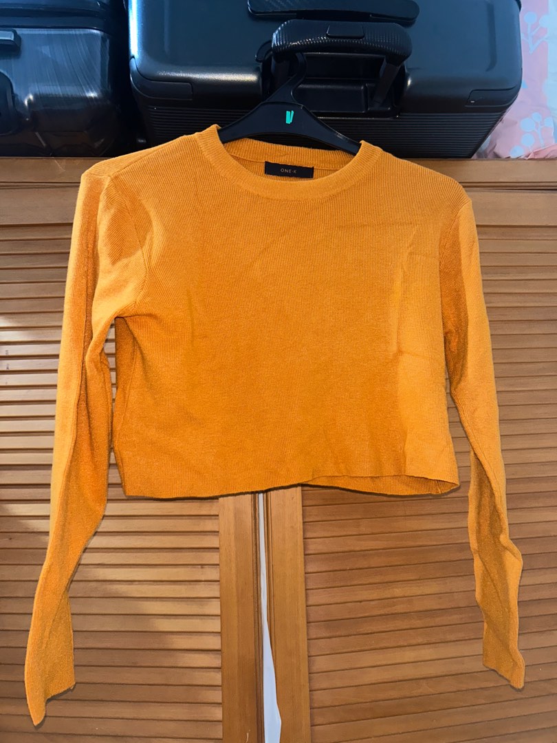 Knit cropped top, Fesyen Wanita, Pakaian Wanita, Atasan di Carousell