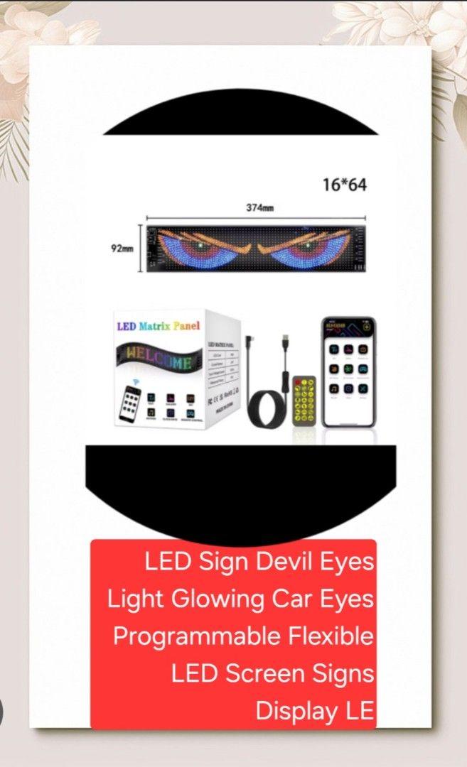 LED Sign Devil Eyes Light Glowing Car Eyes Programmable Flexible LED Screen Signs Display LED ...