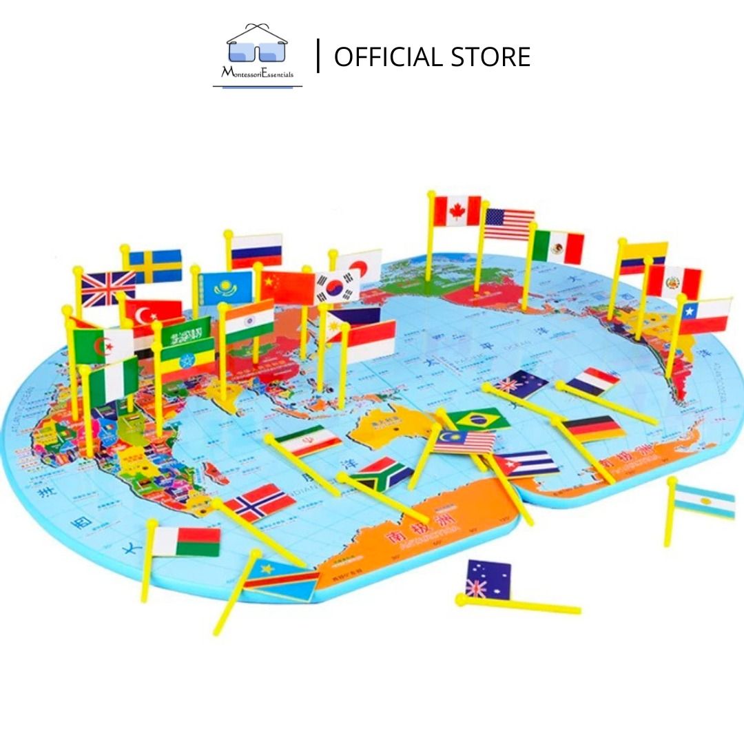 Map and Flags World Map with Countries Flags (XL Size), Hobbies & Toys ...
