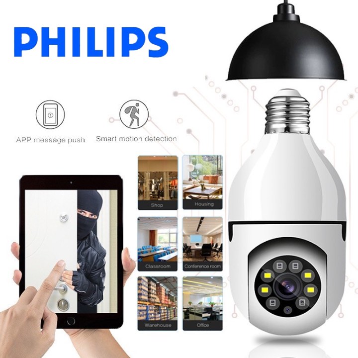 Philips 1080P Bulb LED CCTV camera connect to cellphone with voice 360 ...