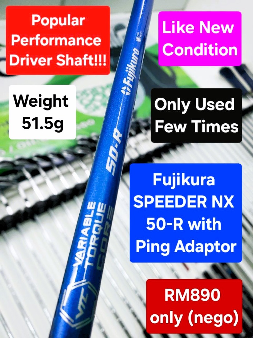 POPULAR PERFORMANCE DRIVER SHAFT!!! Fujikura SPEEDER NX 50-R with Ping ...