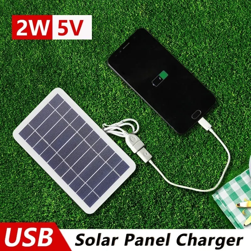 Solar Panel 2W With USB Outdoor Phone Charger Waterproof For Hiking And ...
