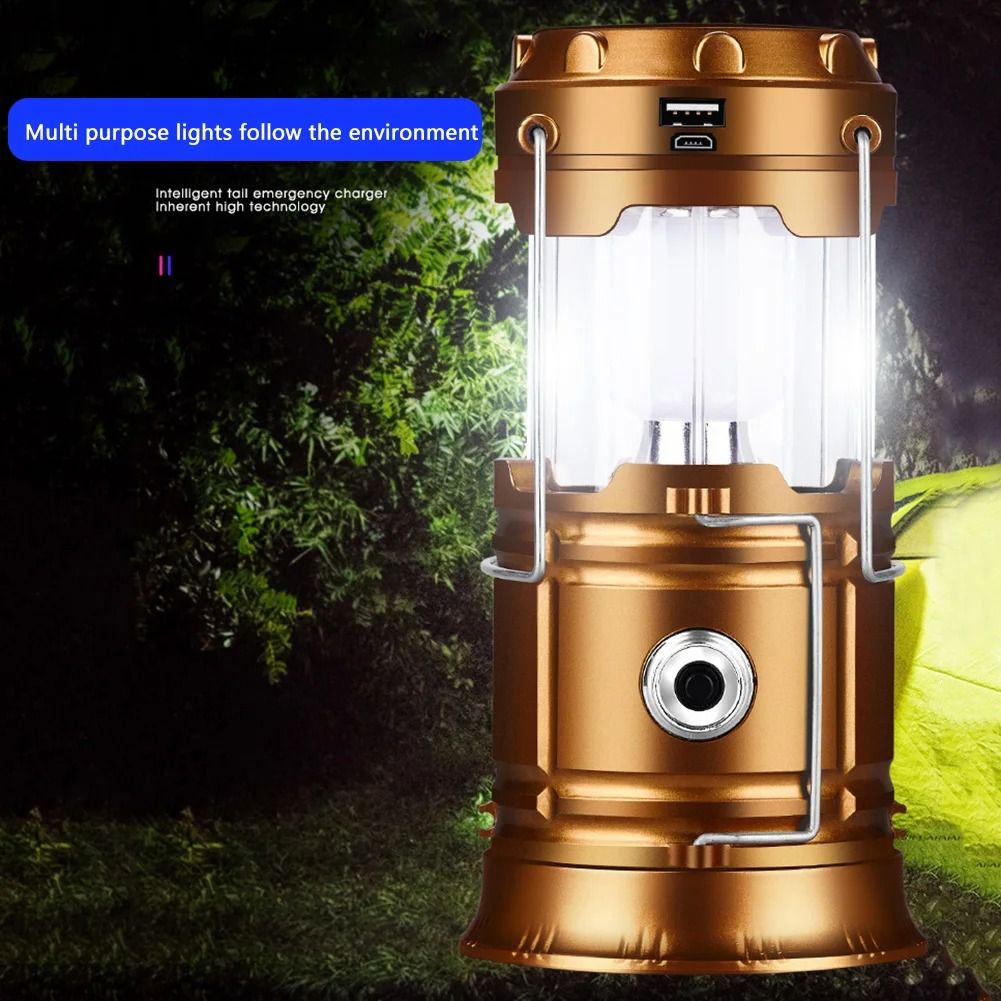 Solar Portable Lantern LED Flashlight Telescopic Torch Outdoor Camping ...