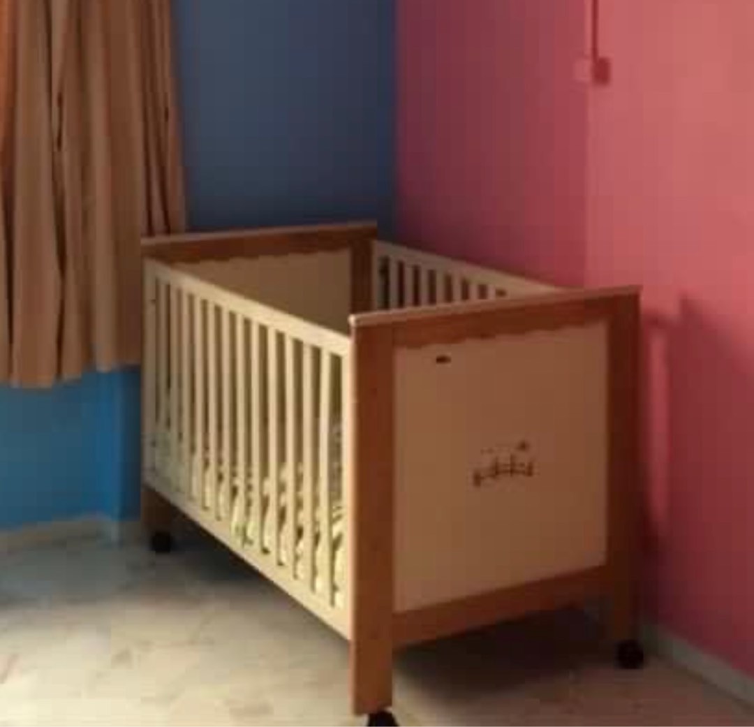 Wooden Baby Cot with Wheels, Babies & Kids, Baby Nursery & Kids ...