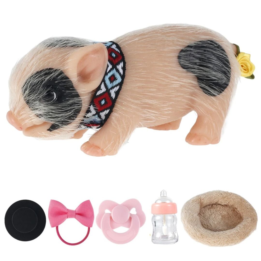 5/6 Inch Silicone Pig Doll Toy Mini Soft Lifelike Silicone Pig Doll ...