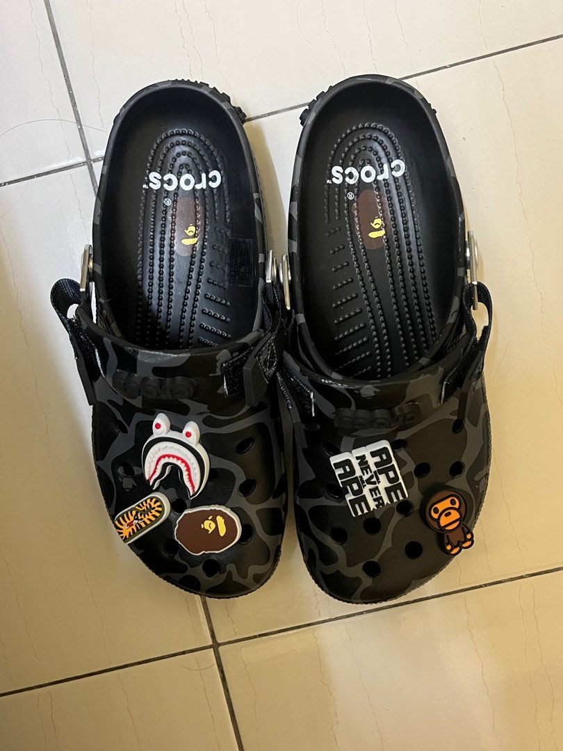 Crocs x bape, Men's Fashion, Footwear, Flipflops and Slides on Carousell