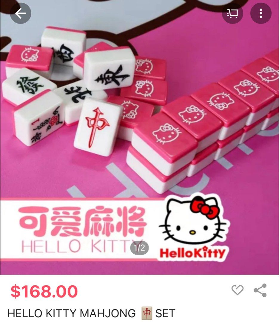 [Exclude Case] Hello Kitty Mahjong tiles Set with dice and normal ...