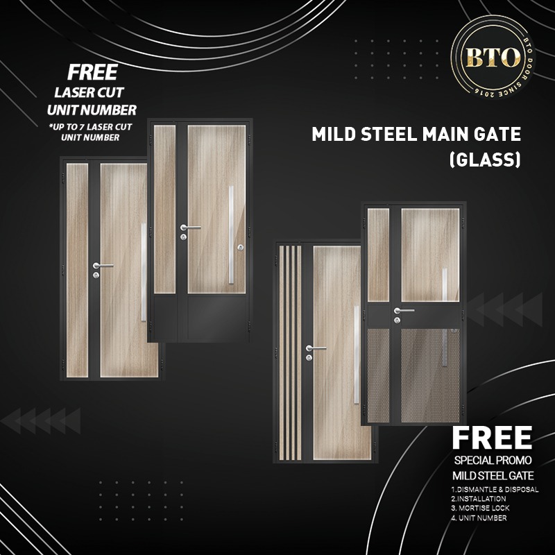 Glass Gate/ Main Gate/ Mild Steel Gate/ Mild Steel/ Gate/ Tempered ...