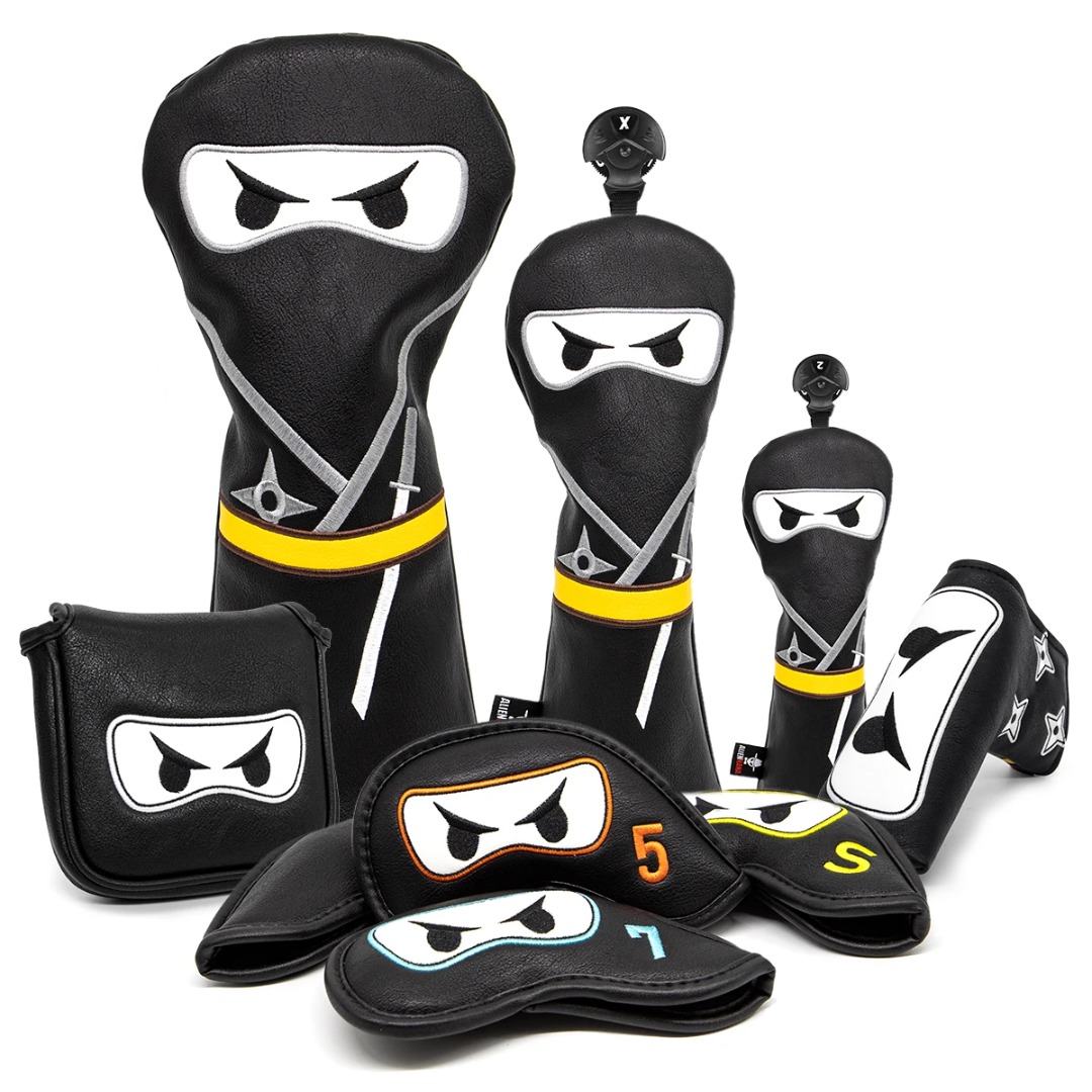 Golf Club headcover Set Aliennana Black Ninja Driver Head Cover Fairway ...