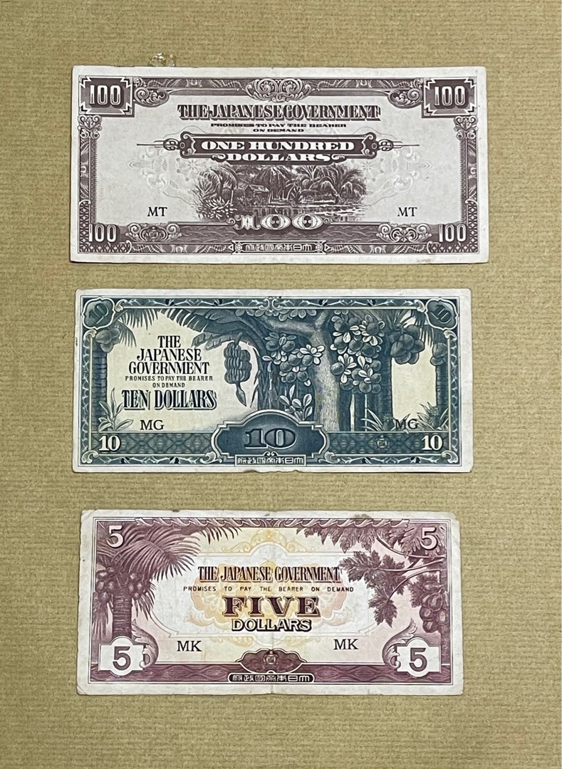 Japanese Government WWII Banknotes - $5, $10, $100, Hobbies & Toys ...