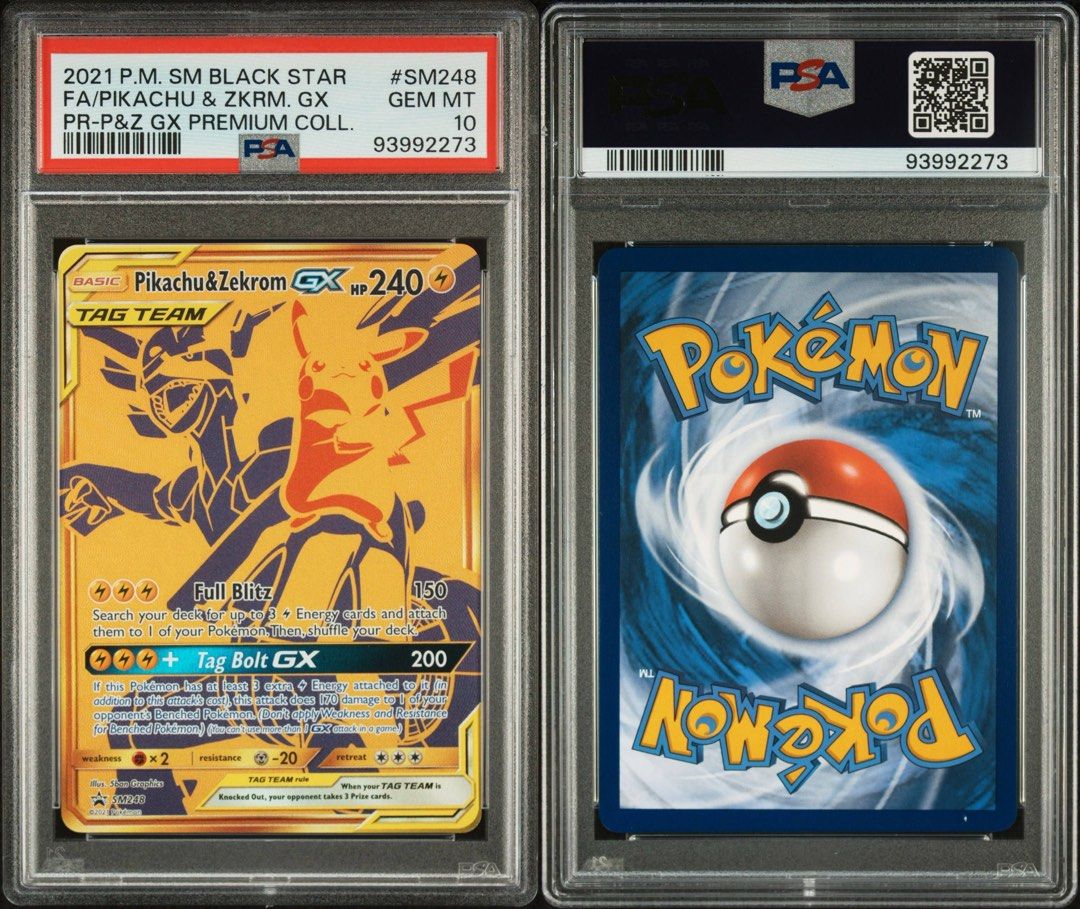 [PSA 10] 2021 Pokémon Sun Moon Black Star Promo Pikachu and Zekrom GX Premium Collection #SM248 ...