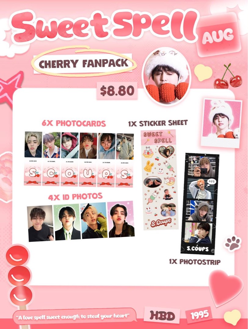 S.Coups Sweet Spell Cherry Fanpack & Photocard Holder (seventeen svt ...
