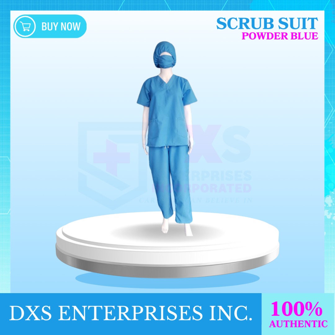 SCRUB SUIT NURSE UNIFORM COMPLETE SET TOP, PANTS, HEAD CAP AND FACEMASK ...